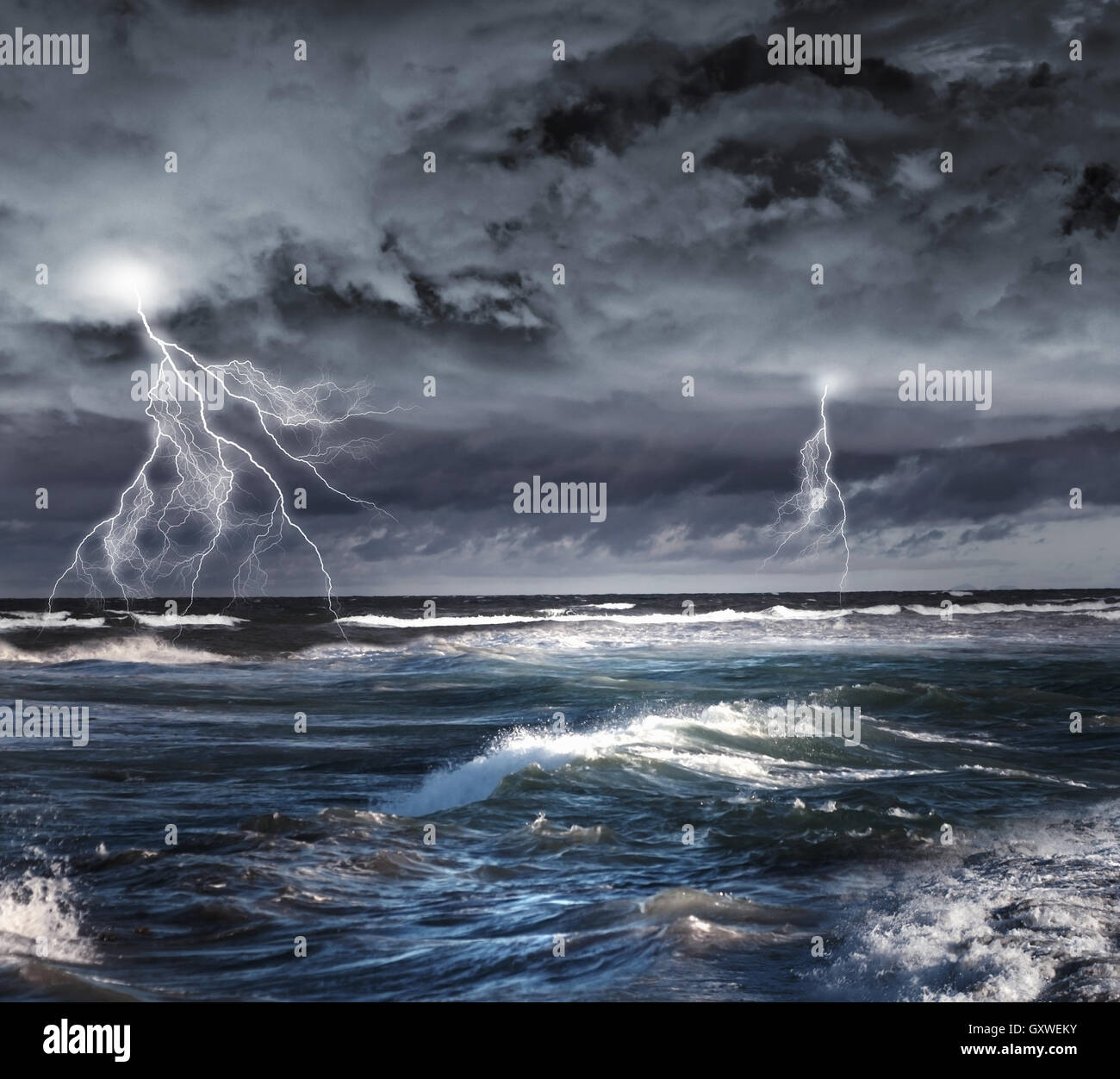 Storm at night Stock Photo - Alamy
