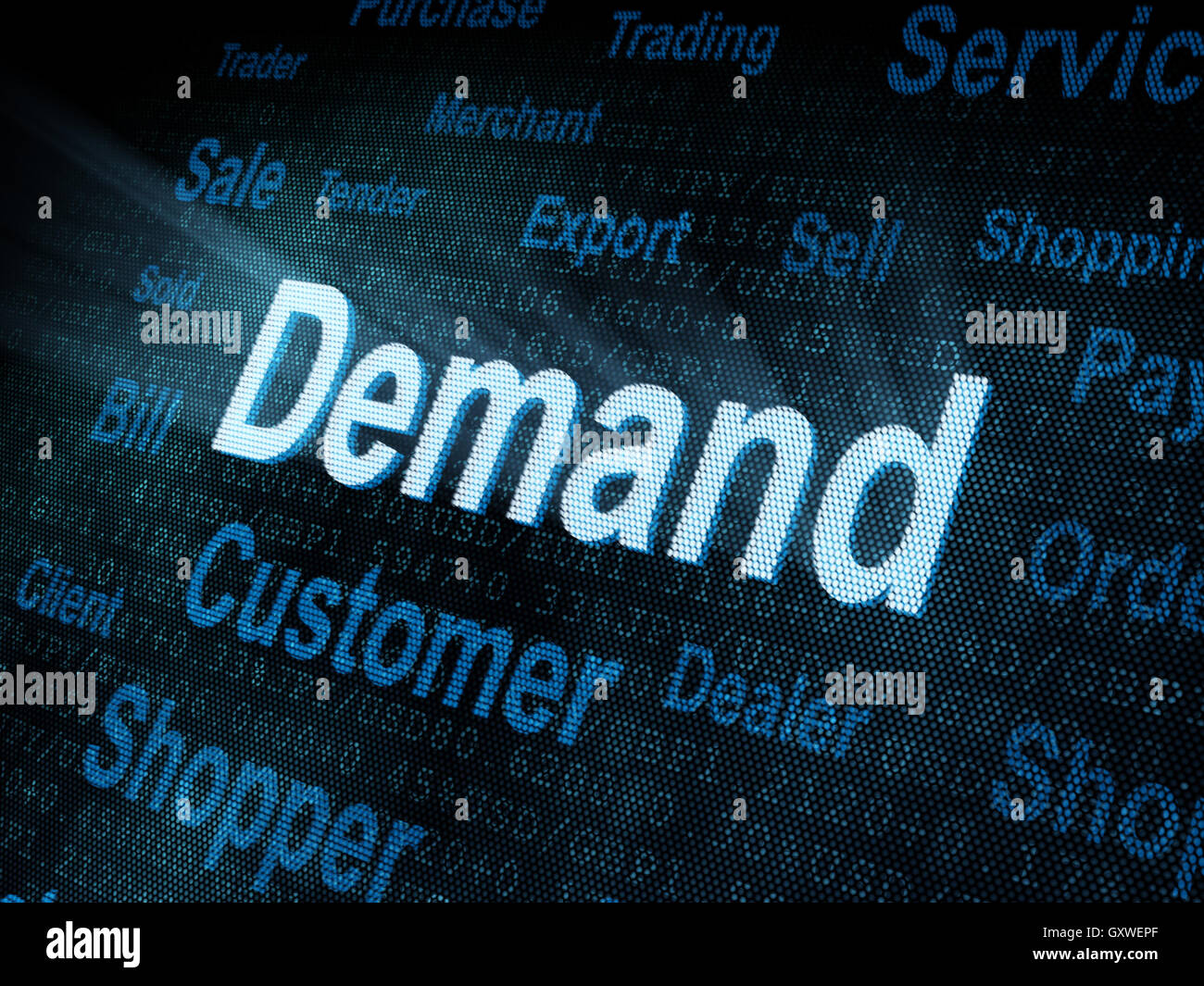 Pixeled word Demand on digital screen Stock Photo - Alamy