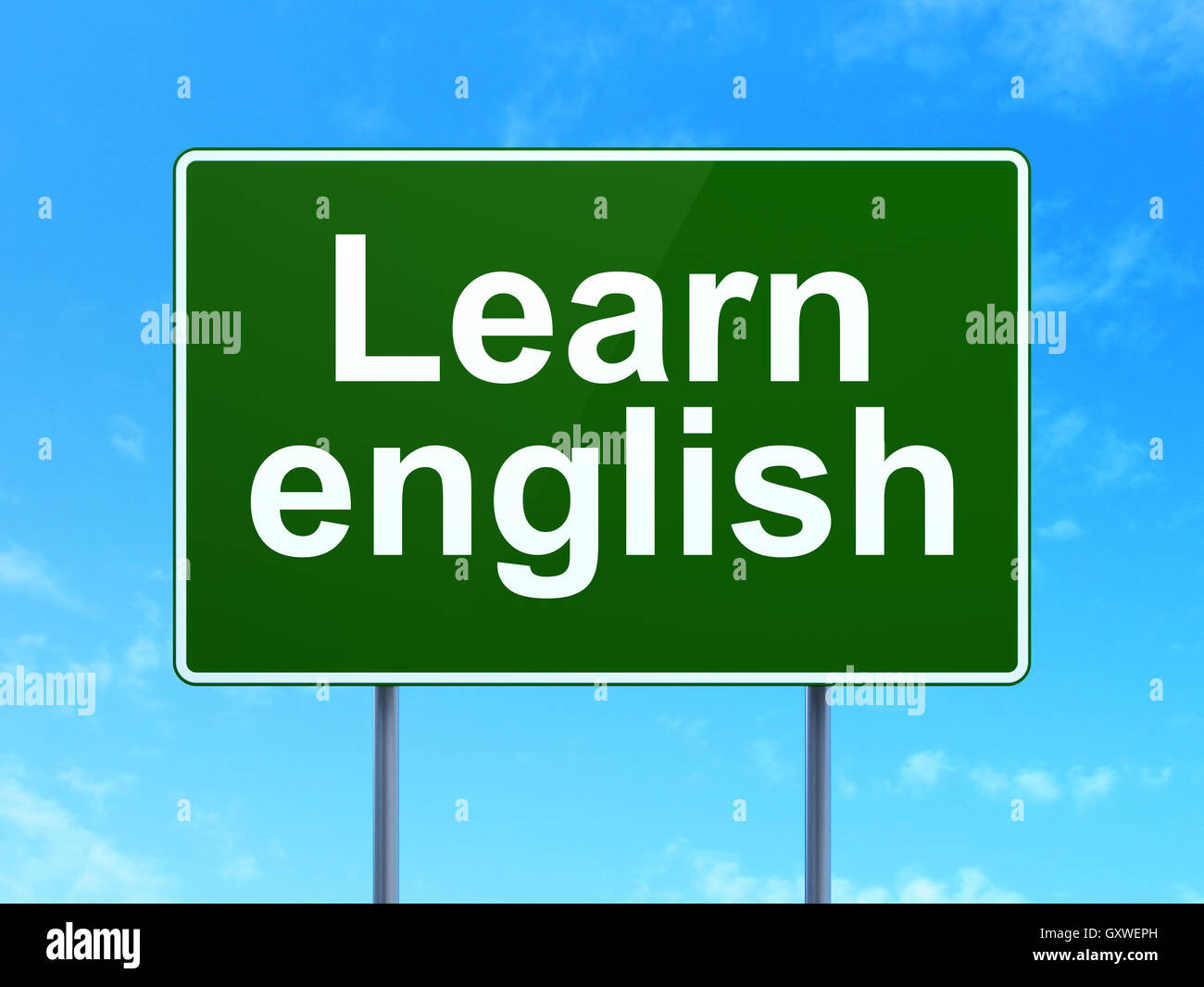 Education concept: Learn English on road sign background Stock Photo ...
