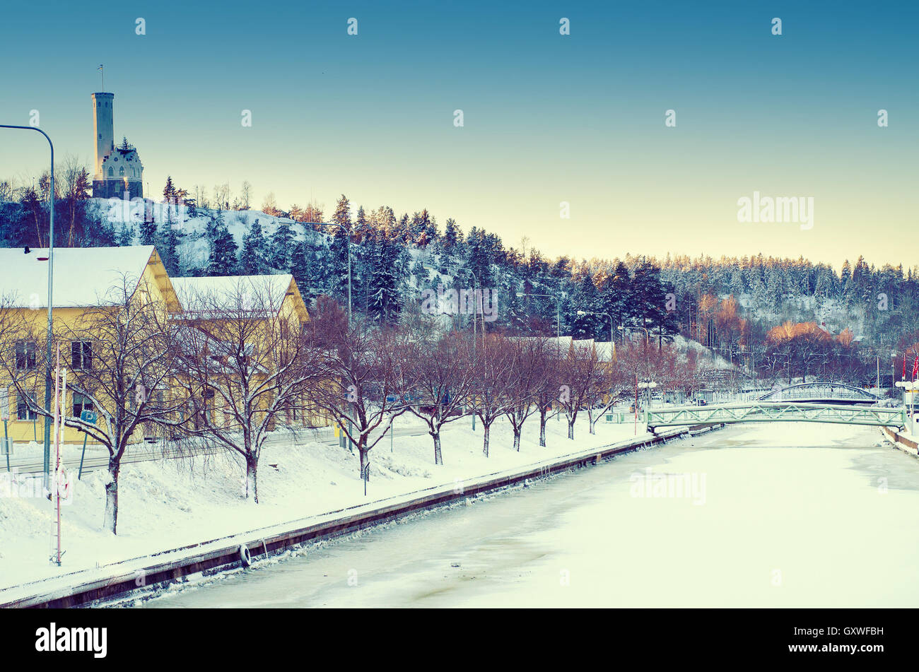 View of small swedish town Stock Photo - Alamy