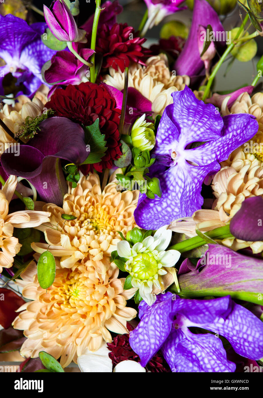 Flowers bouquet mix with different colors. Different type of flowers ...