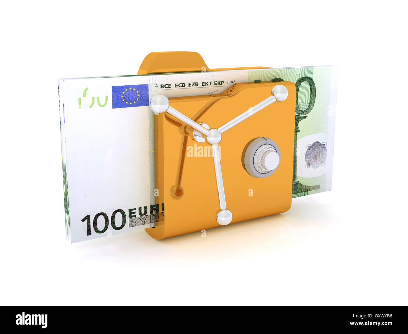 Computer icon for secure folder safe Pack 100 Euro Banknotes 3D ...