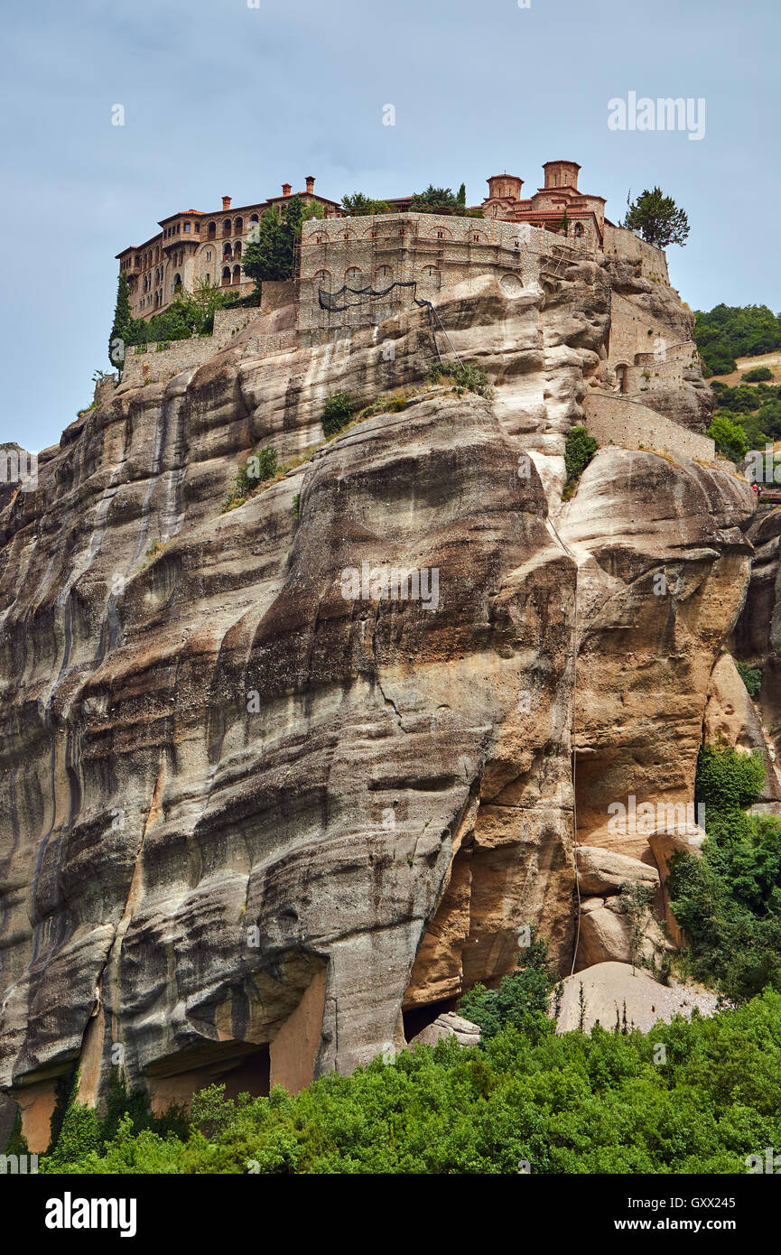 The Orthodox medieval monastery on top rock Meteora Stock Photo - Alamy