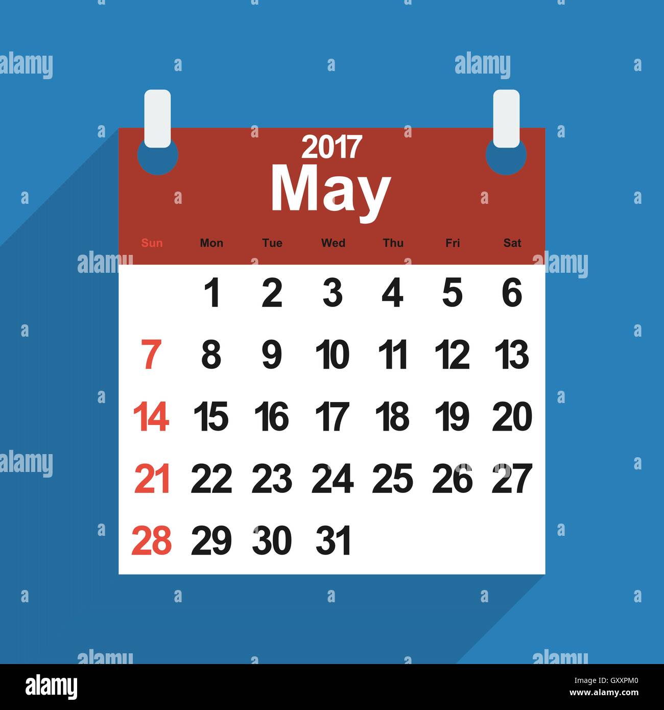 Leaf calendar 2017 with the month of May days Stock Vector Image & Art ...
