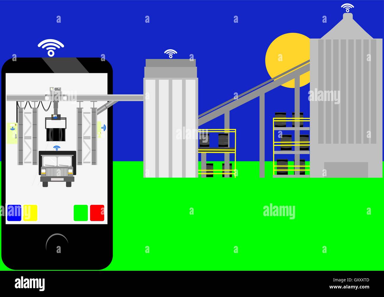 Industries 4.0. Modern industrial plant with automated process to ...