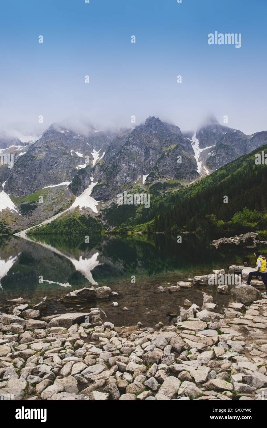Mountain lake in the middle of summer time Stock Photo - Alamy