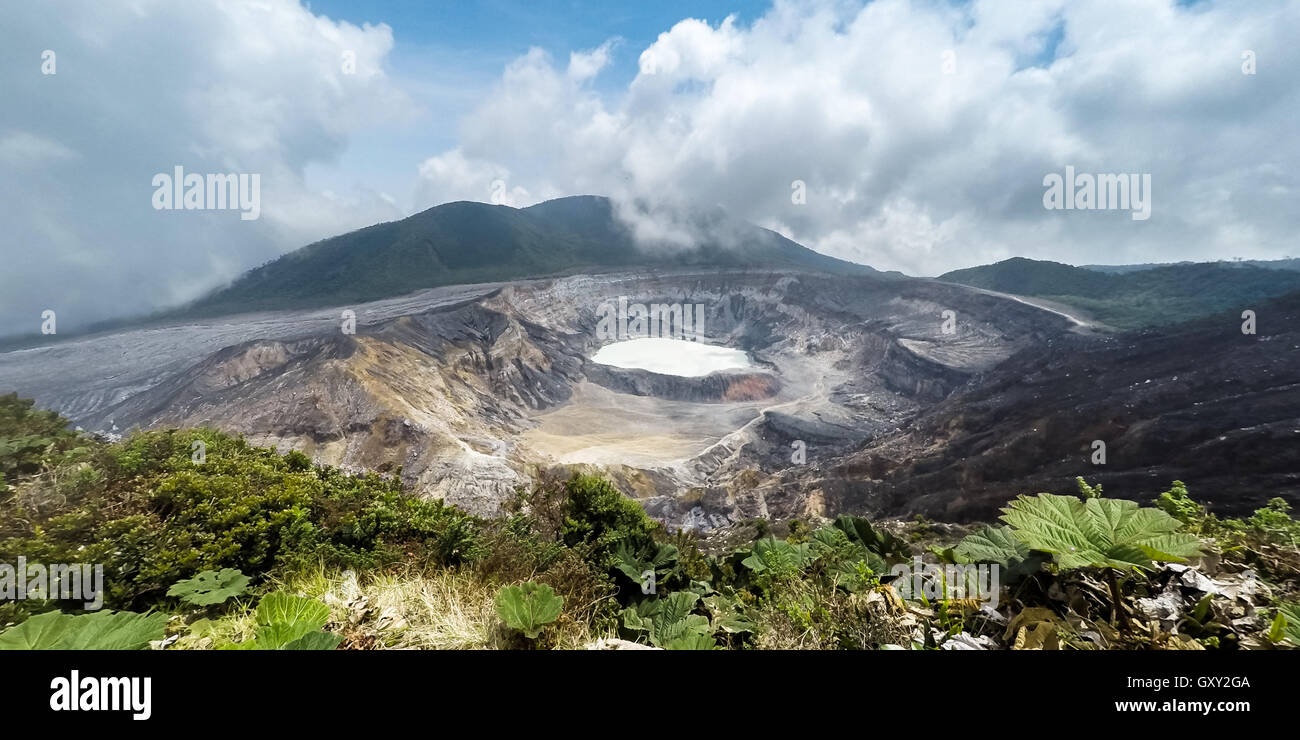 view of the Volcan Poas in Costa Rica with a clear view of the crater ...