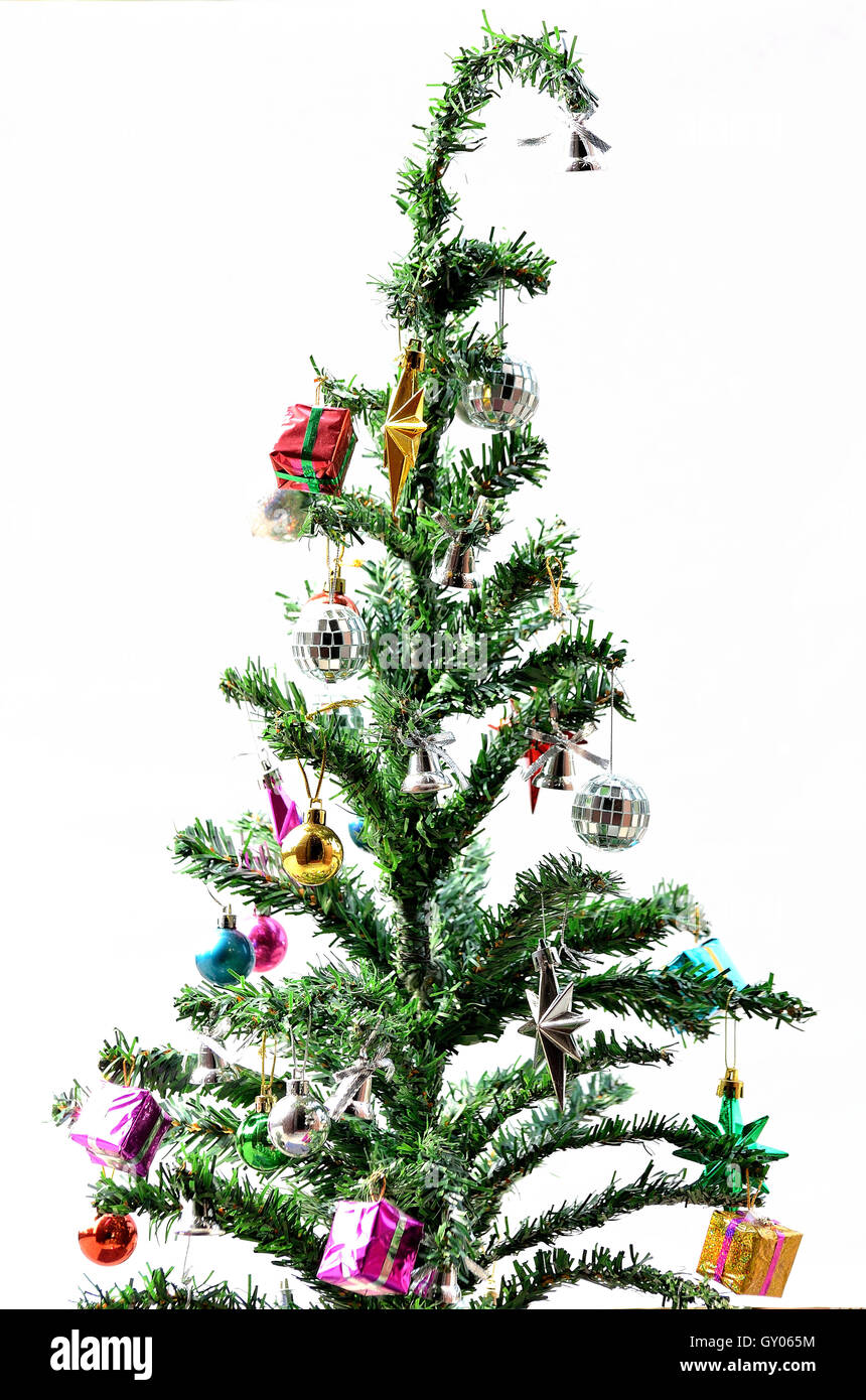 Christmas Tree in white background Stock Photo - Alamy