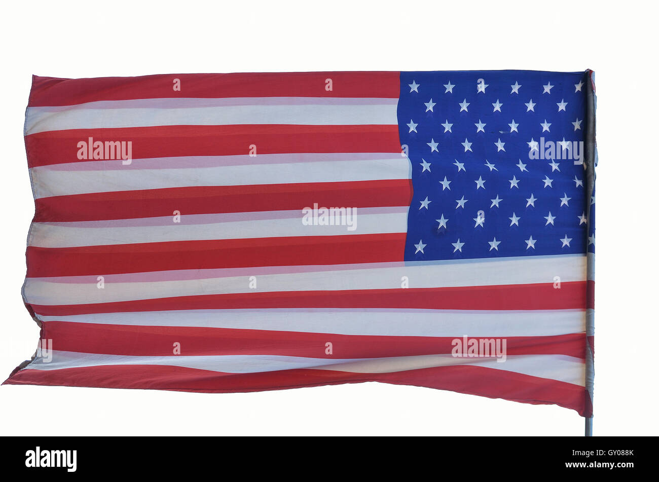 American flag is flying in white background Stock Photo - Alamy