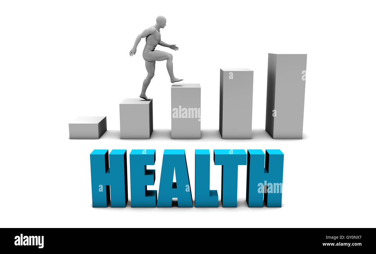 Health 3D Concept in Blue with Bar Chart Graph Stock Photo - Alamy