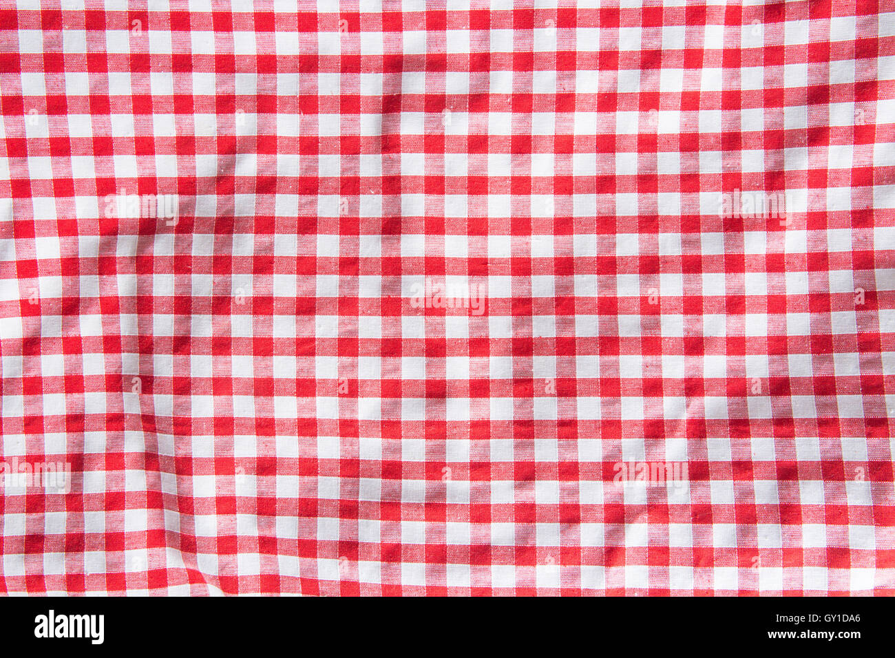 The crumpled checkered tablecloth background. Top view Stock Photo - Alamy