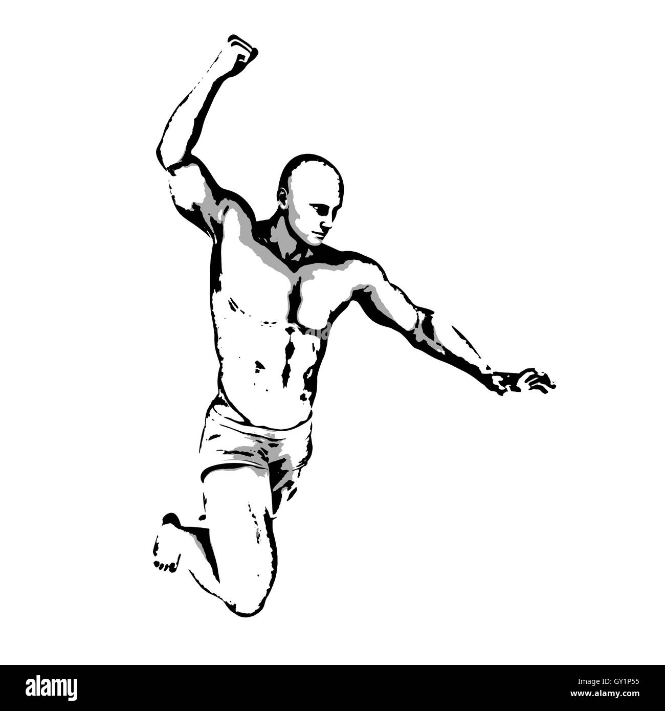 Comic Book Hero Pose in Sketch Ink Illustration Stock Photo - Alamy