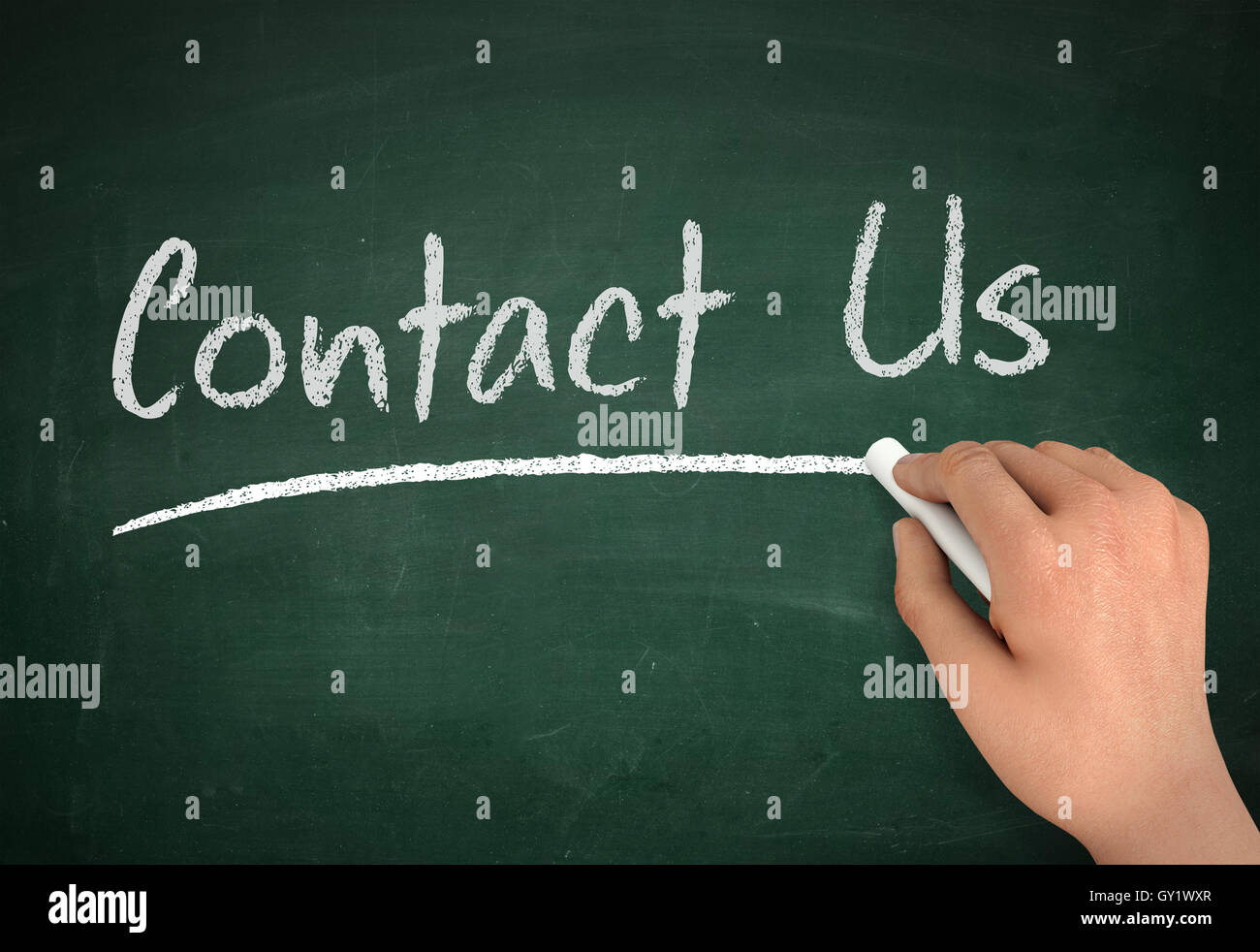 contact us chalkboard write concept 3d illustration Stock Photo - Alamy