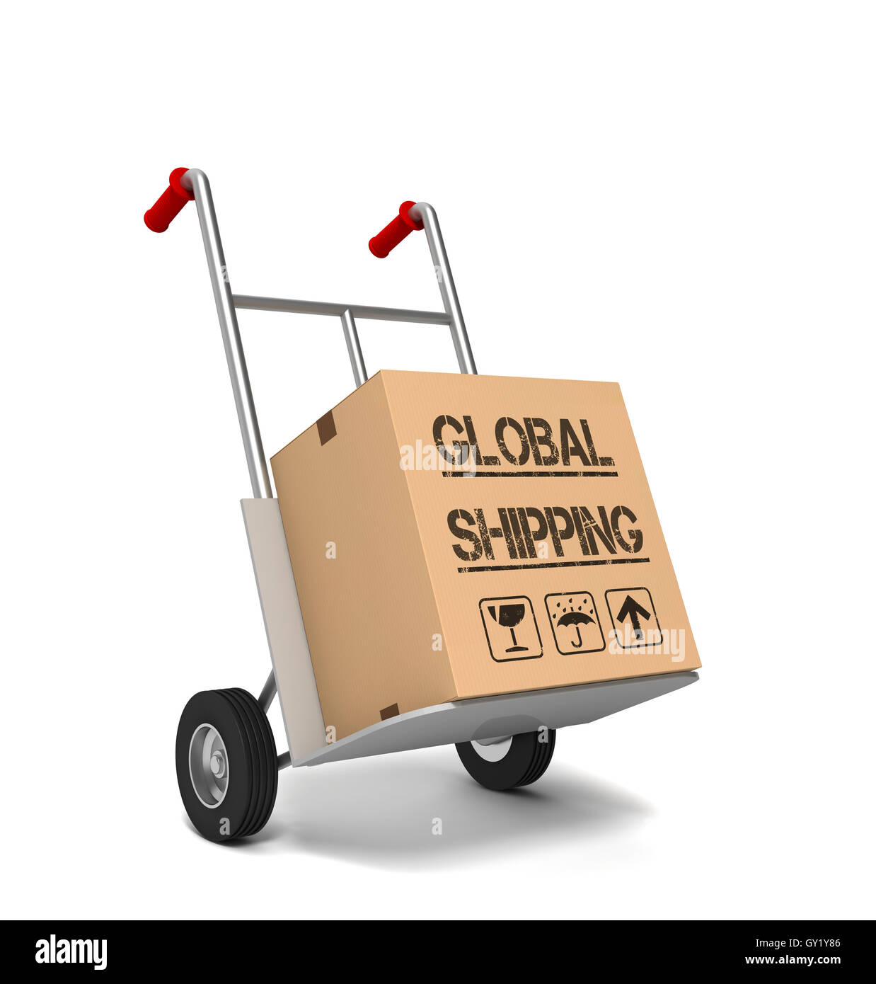 global shipping cardboard box concept 3d illustration Stock Photo - Alamy