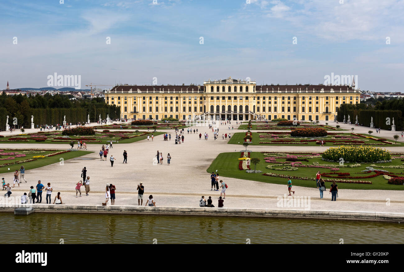 View of the baroque Schonbrunn Palace, a former imperial summer ...