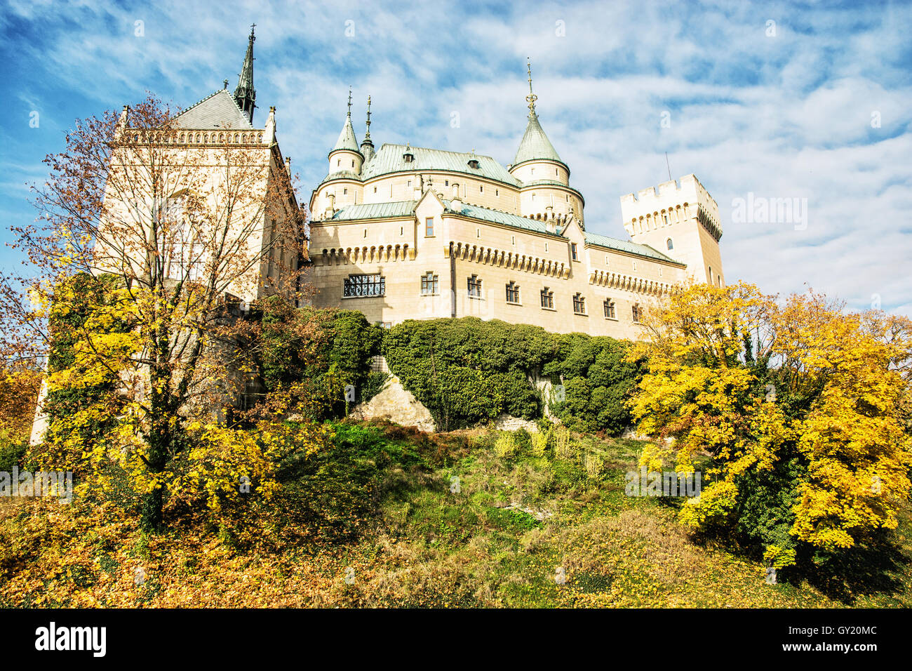 Majestic Bojnice castle in Slovak republic. Cultural heritage. Seasonal ...