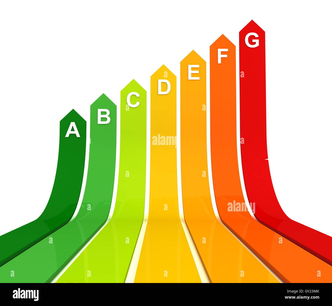 energy efficiency bar chart 3d illustration Stock Photo - Alamy