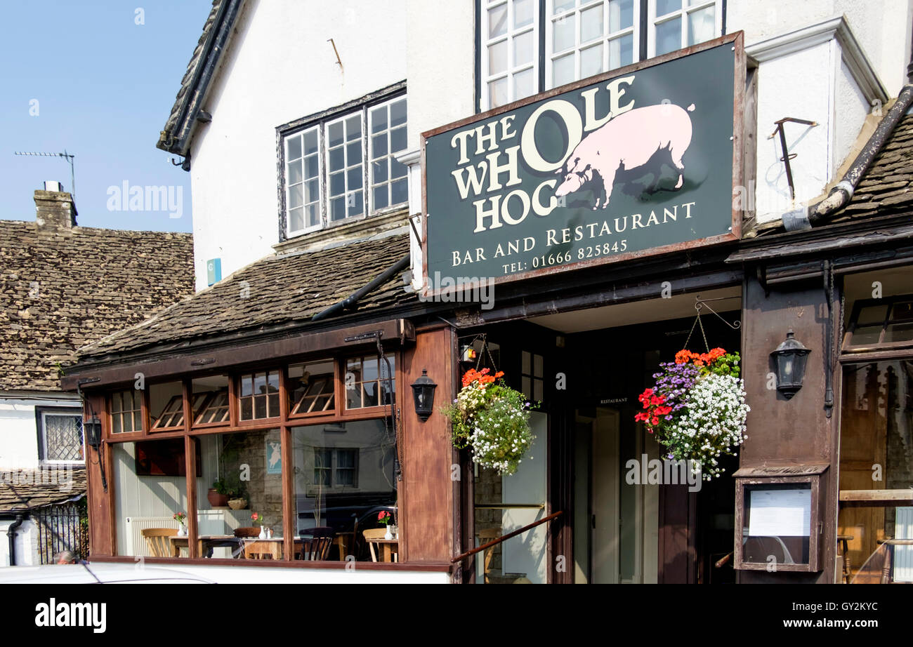 Malmesbury a small town in Wiltshire England UK The Whole Hog Bar and ...