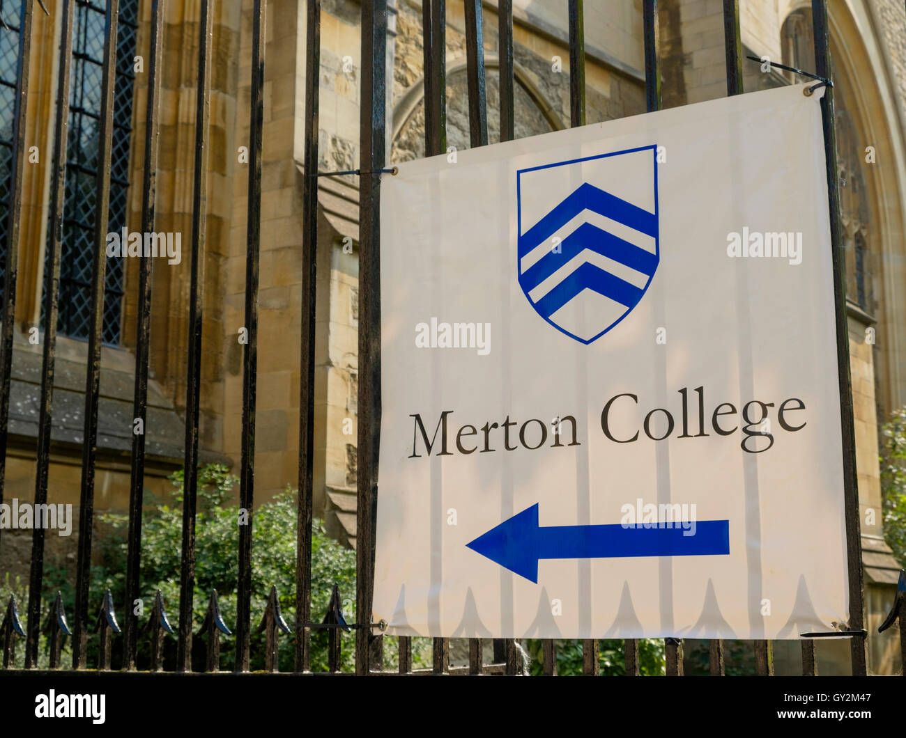 Around the University city of Oxford england Merton College sign Stock ...
