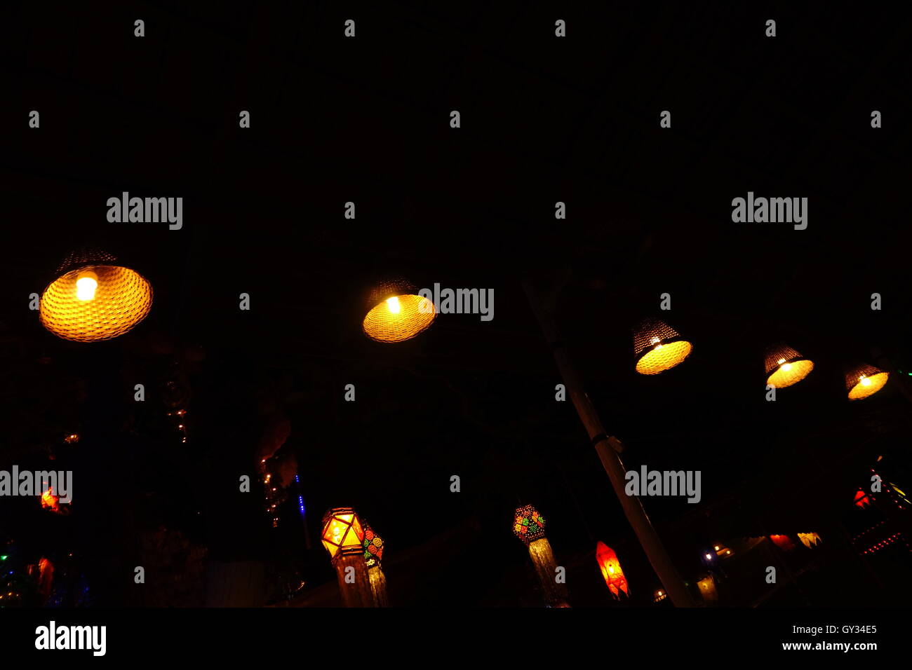 Lanterns at Goa Beachside shack Stock Photo - Alamy