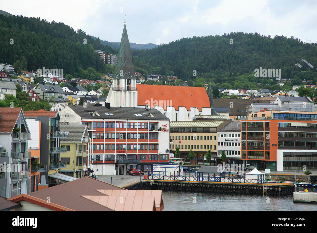 View of buildings in city centre Molde, Romsdal county, Norway Stock ...