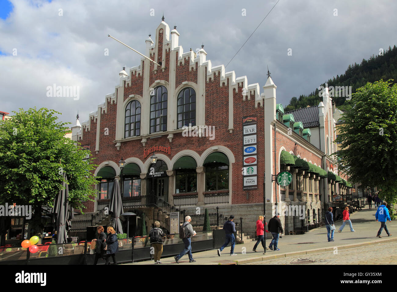 Historic former market building, Torget market square area of Vagen ...