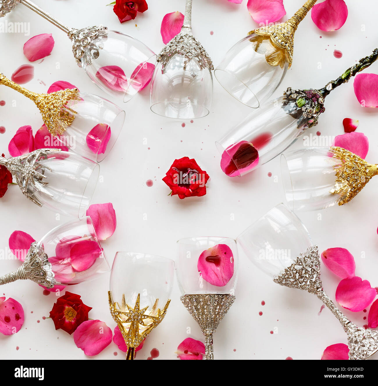 Wine glass and rose Stock Photo - Alamy