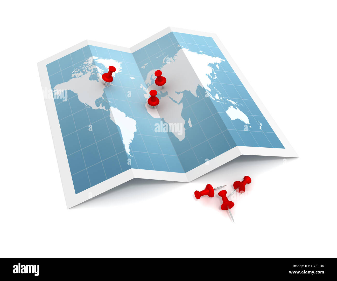 pushpin on map concept 3d illustration Stock Photo - Alamy