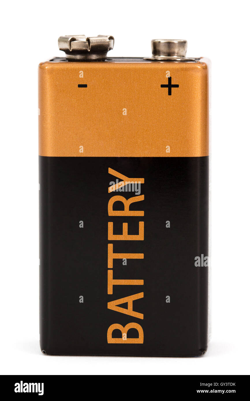 One square battery, isolated on white background Stock Photo - Alamy