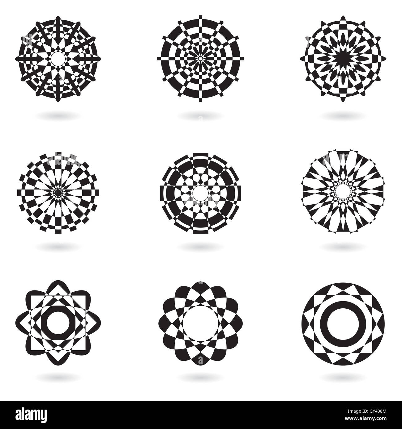 abstract black icons and ornaments Stock Photo - Alamy