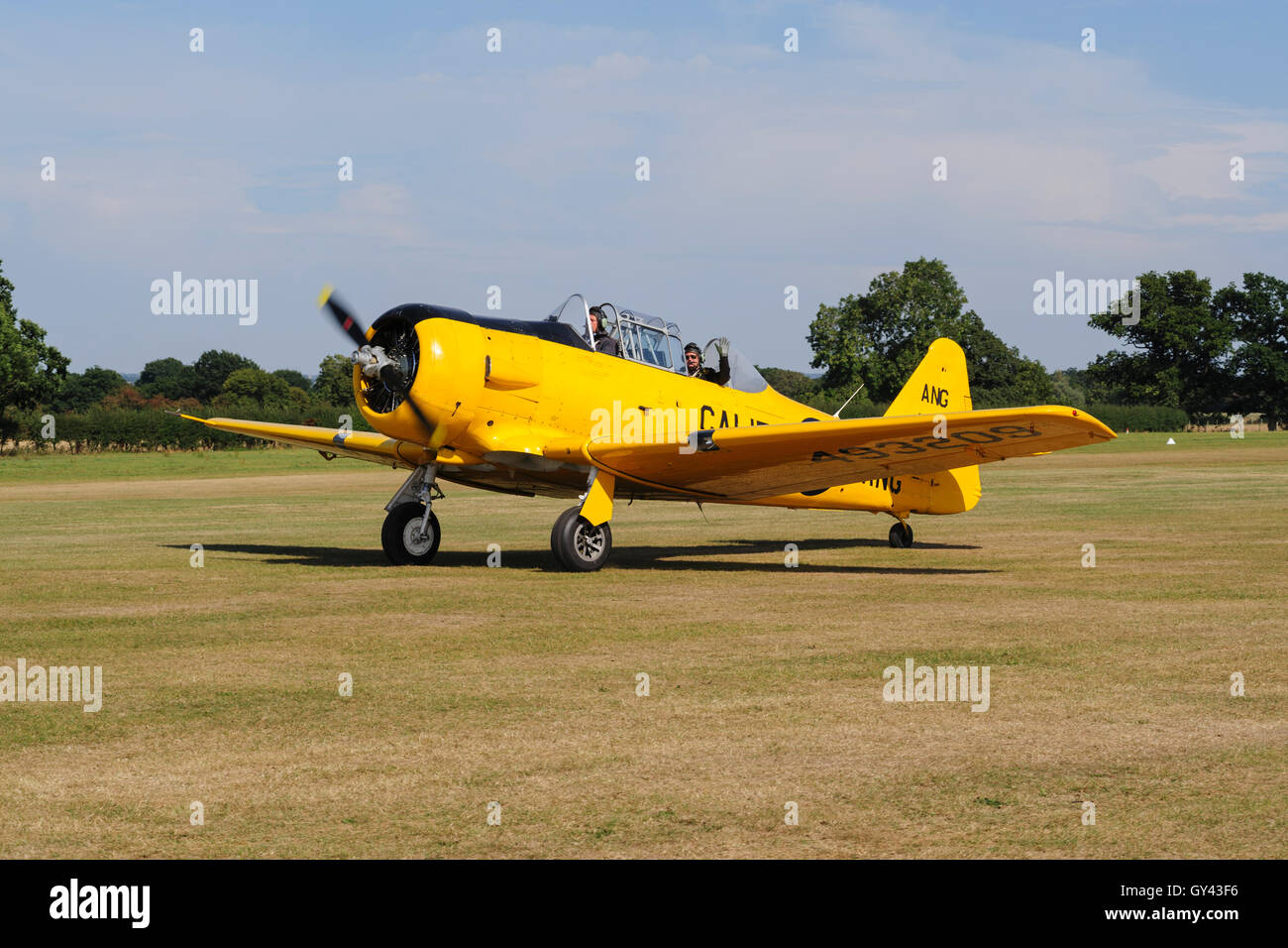 north american t-6 texan aircraft taxiing at headcorn airfield in kent ...