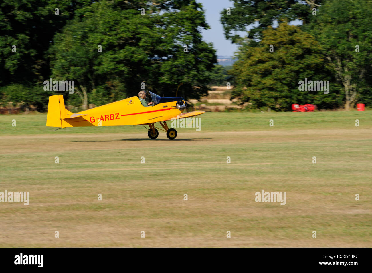 small light aircraft taking off at headcorn airfield in kent england uk ...