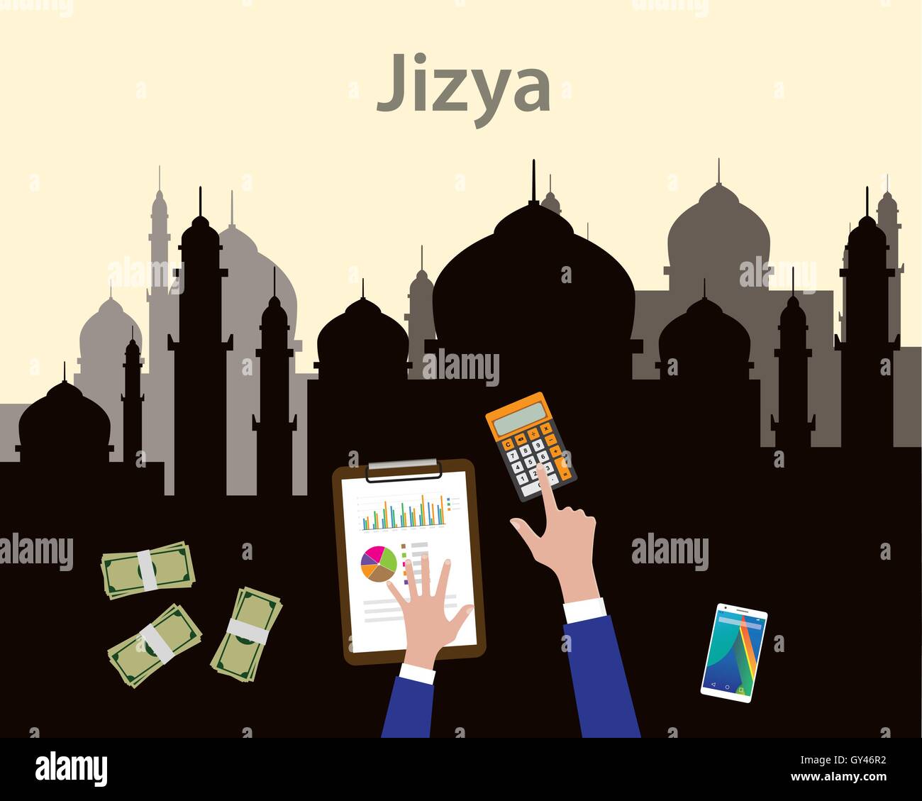 jizya islam moslem concept like tax give to government concept with ...