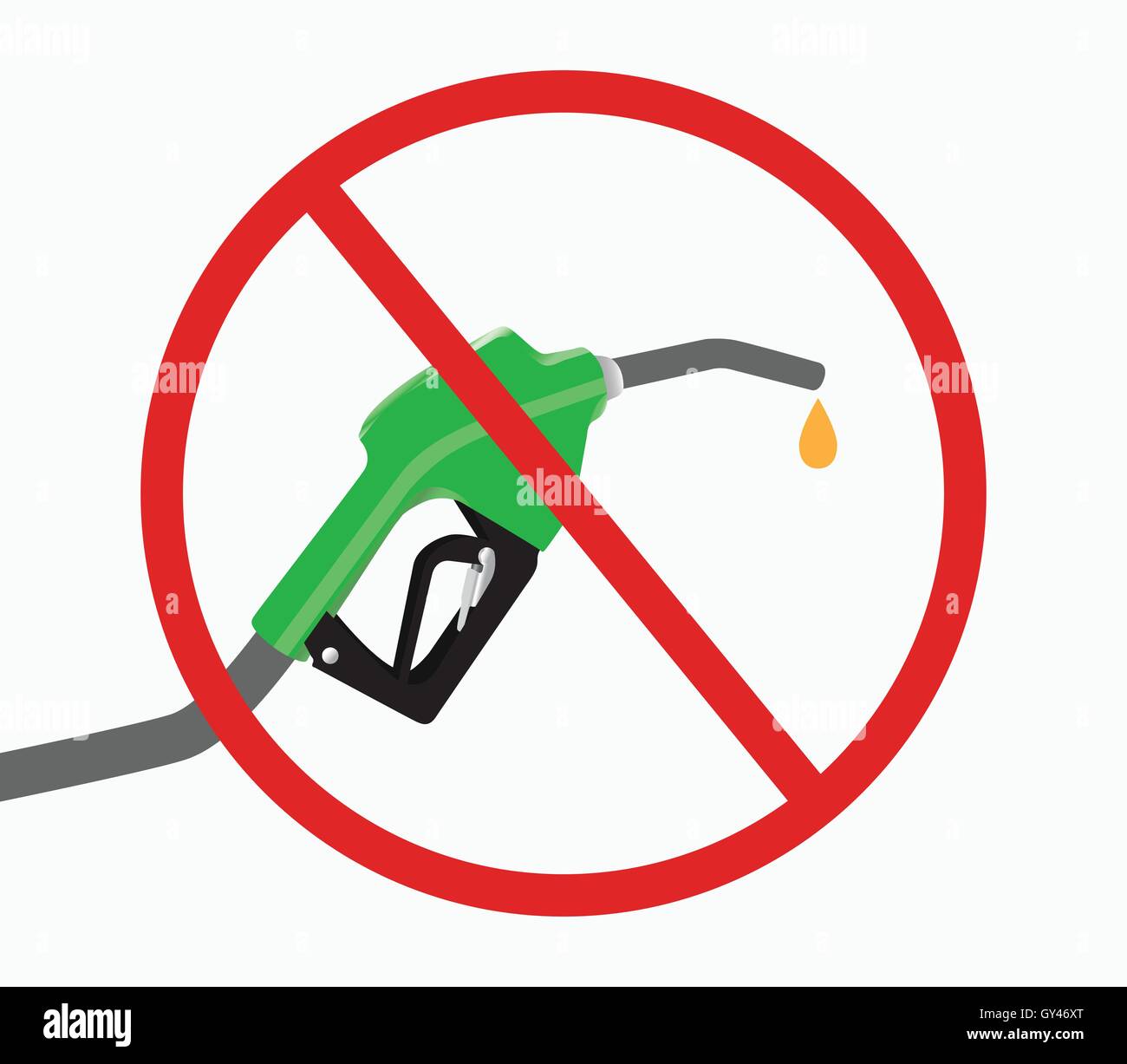 fuel pump with ban or stop icon and drop gasoline with white background ...