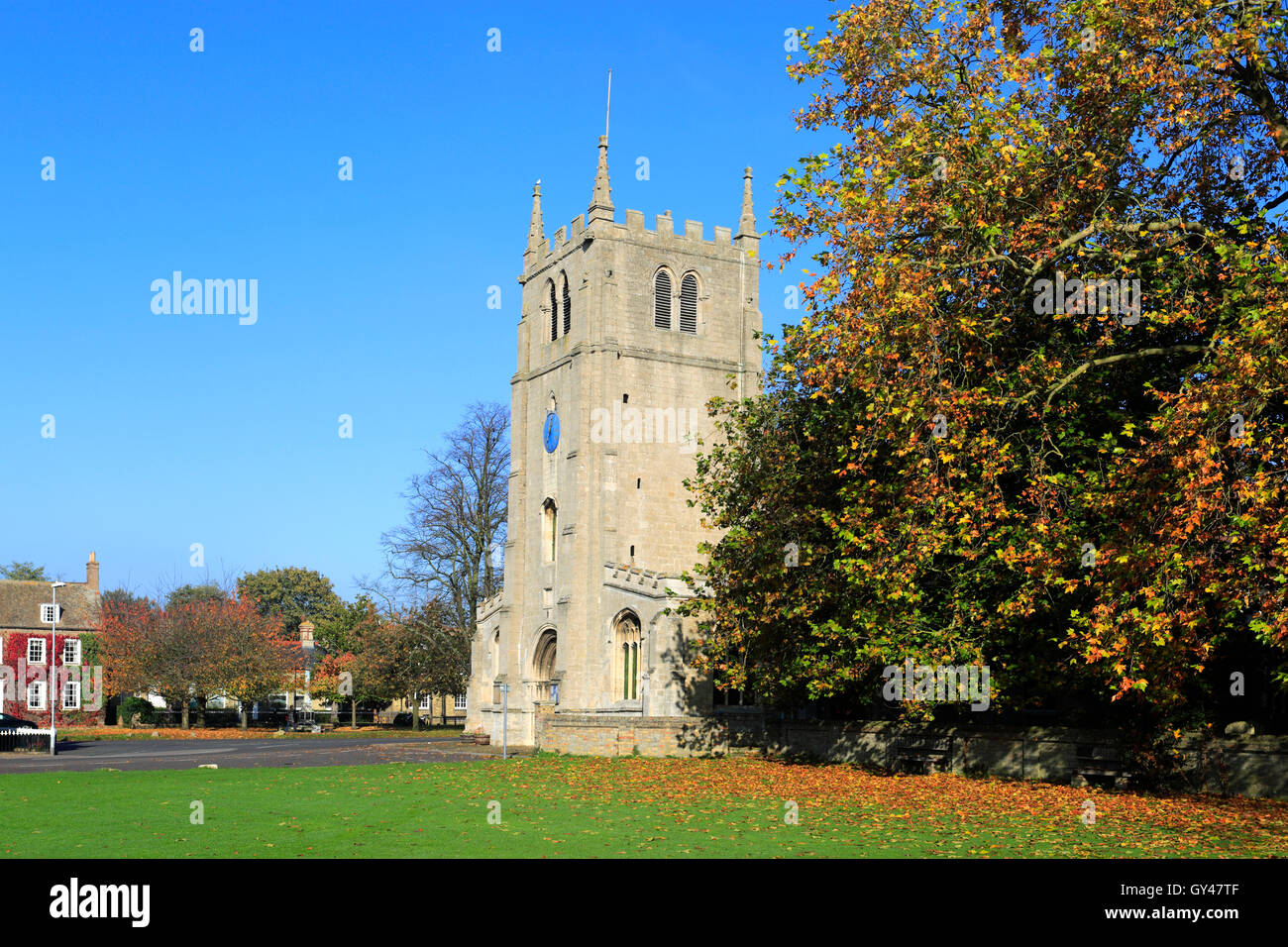 Autumn, St Thomas a Becket Church, Ramsey village; Cambridgeshire ...