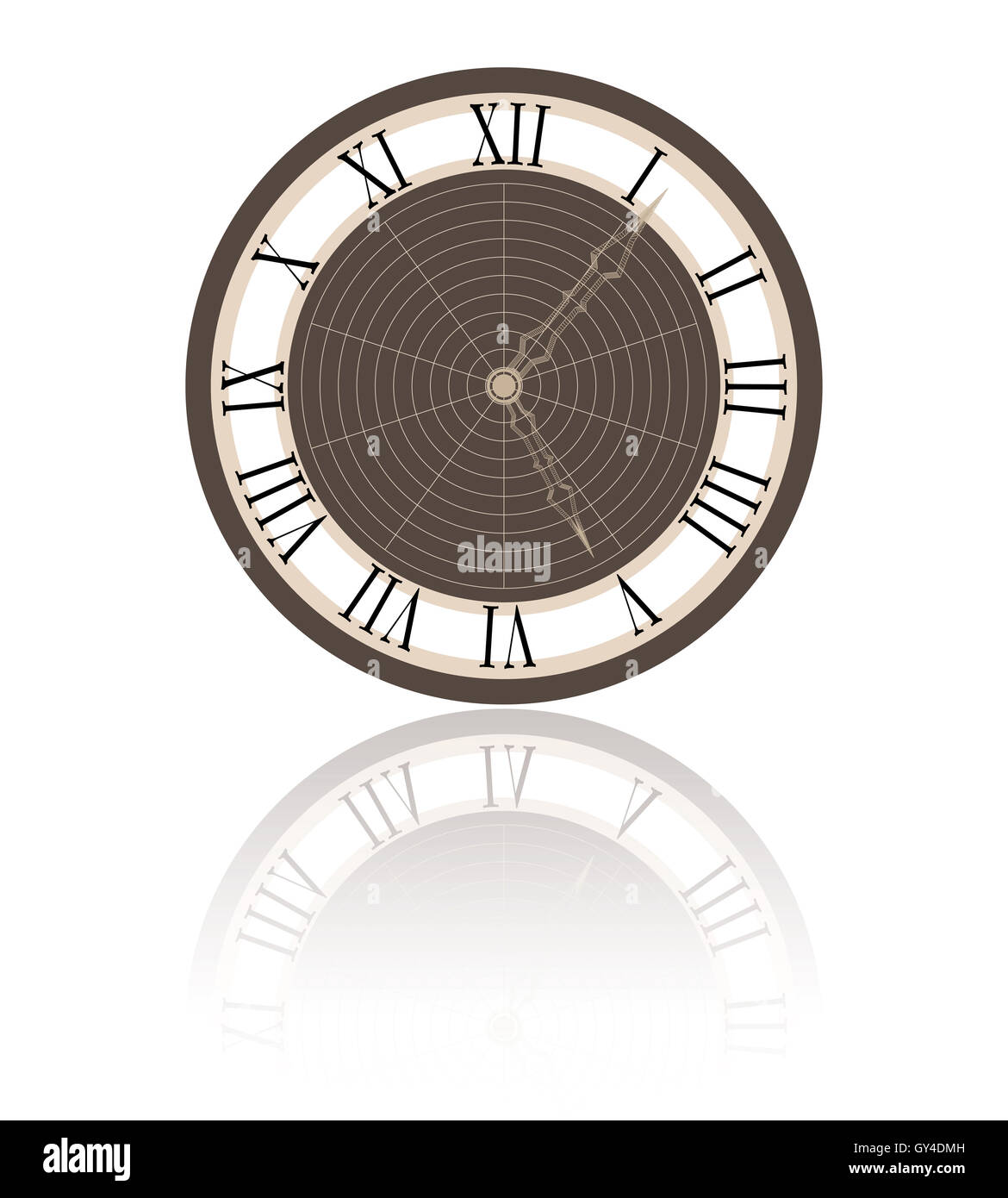 vector illustration of a clock and it's reflection Stock Photo - Alamy