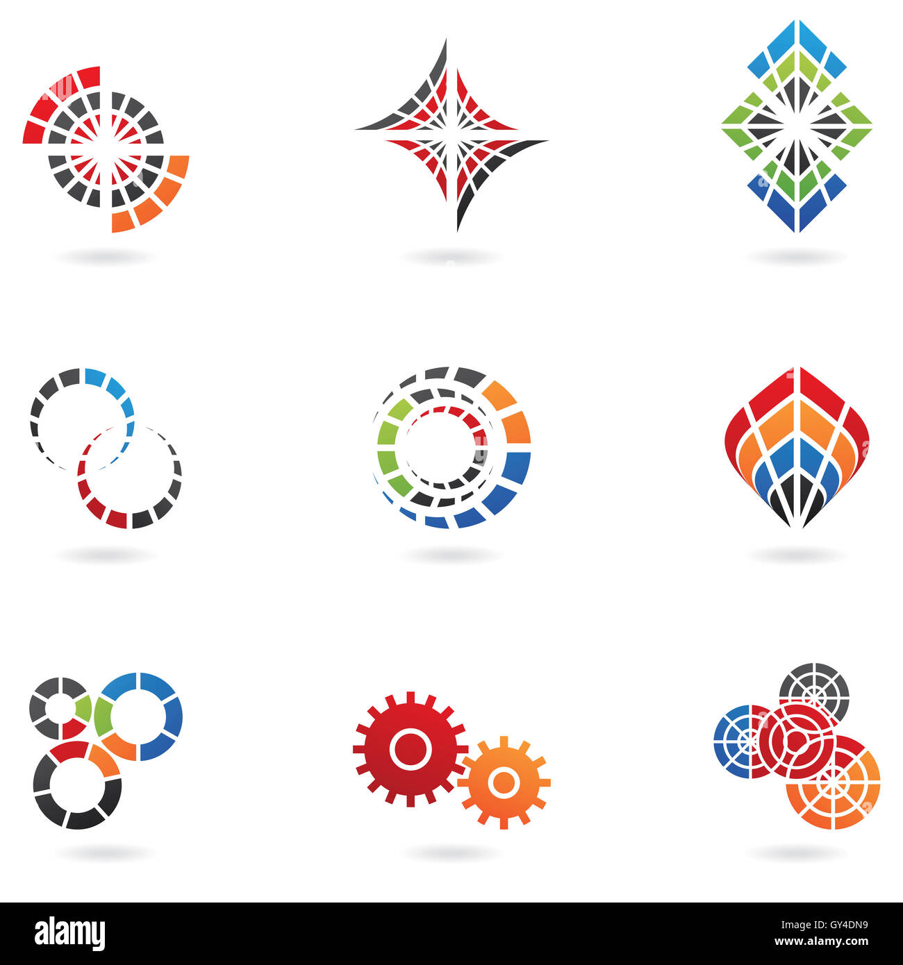 cog icons (set of 9) isolated on white Stock Photo - Alamy