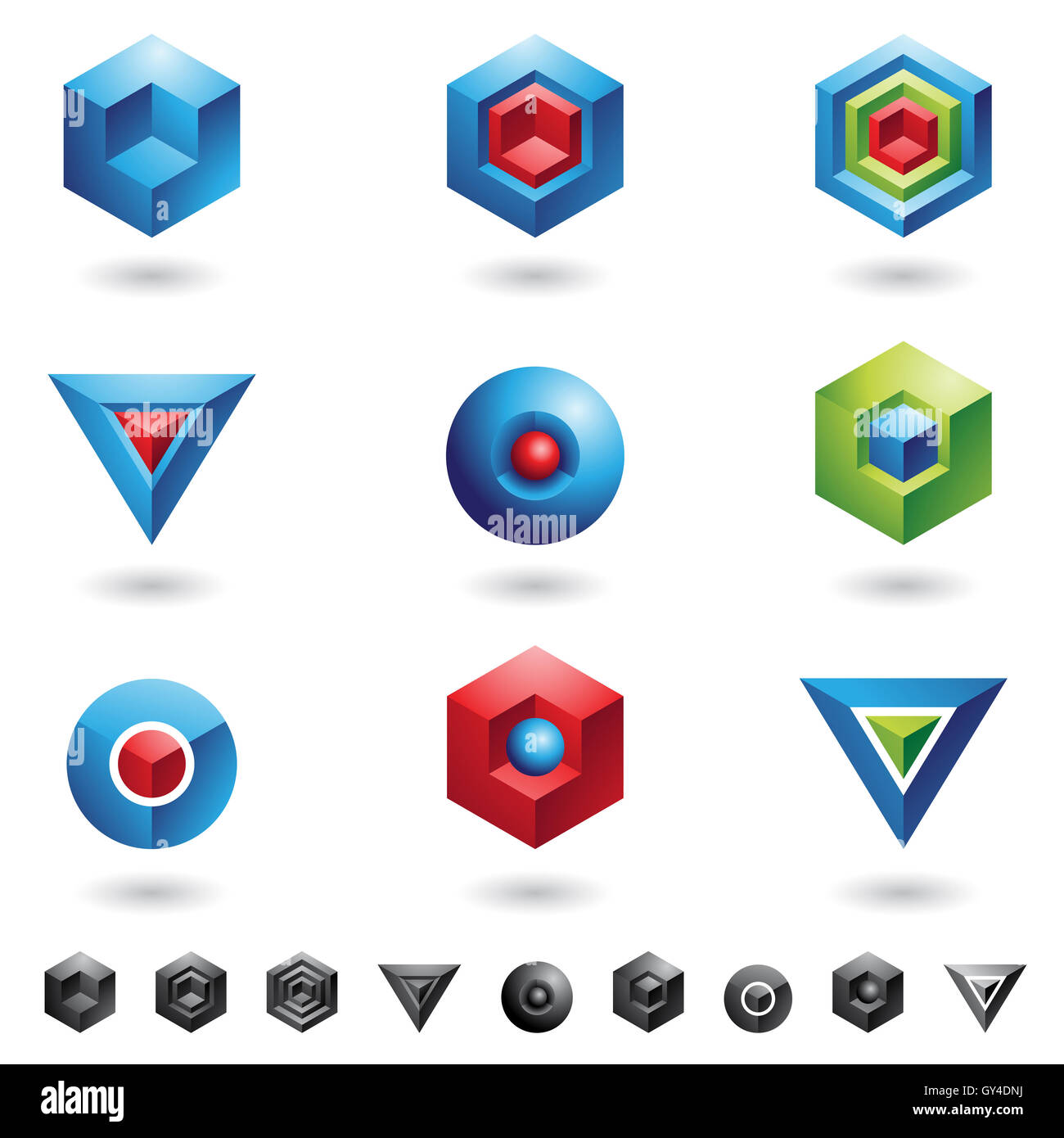 Spheres, Cubes, triangles and three dimensional shapes Stock Photo - Alamy