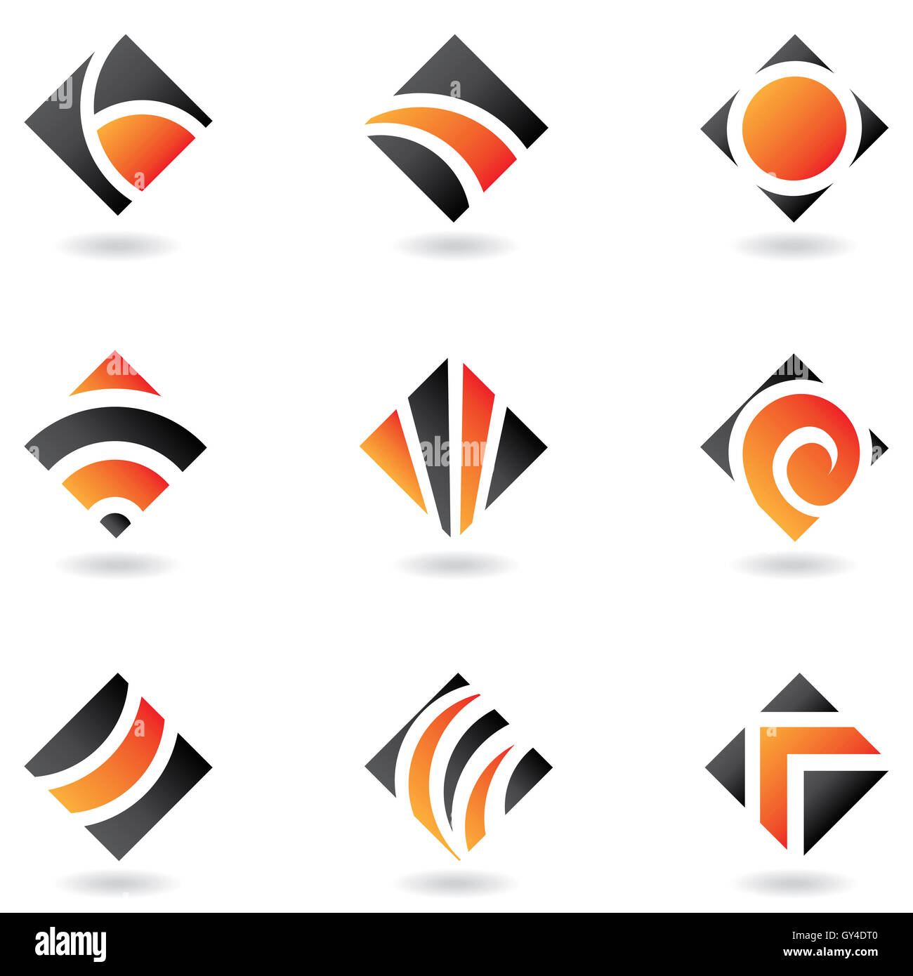 abstract, orange diamond icons isolated Stock Photo - Alamy