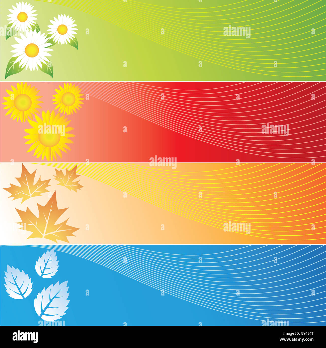 vector illustration of colourful Four Seasons Banners Stock Photo - Alamy