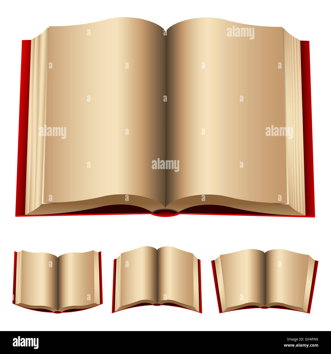 open red books isolated on a white background Stock Photo - Alamy