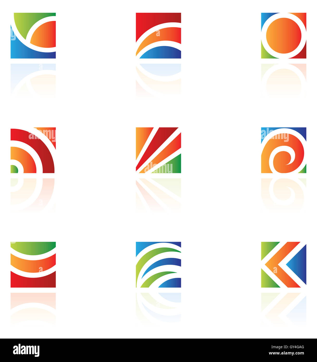 colorful Square icons isolated on white Stock Photo - Alamy