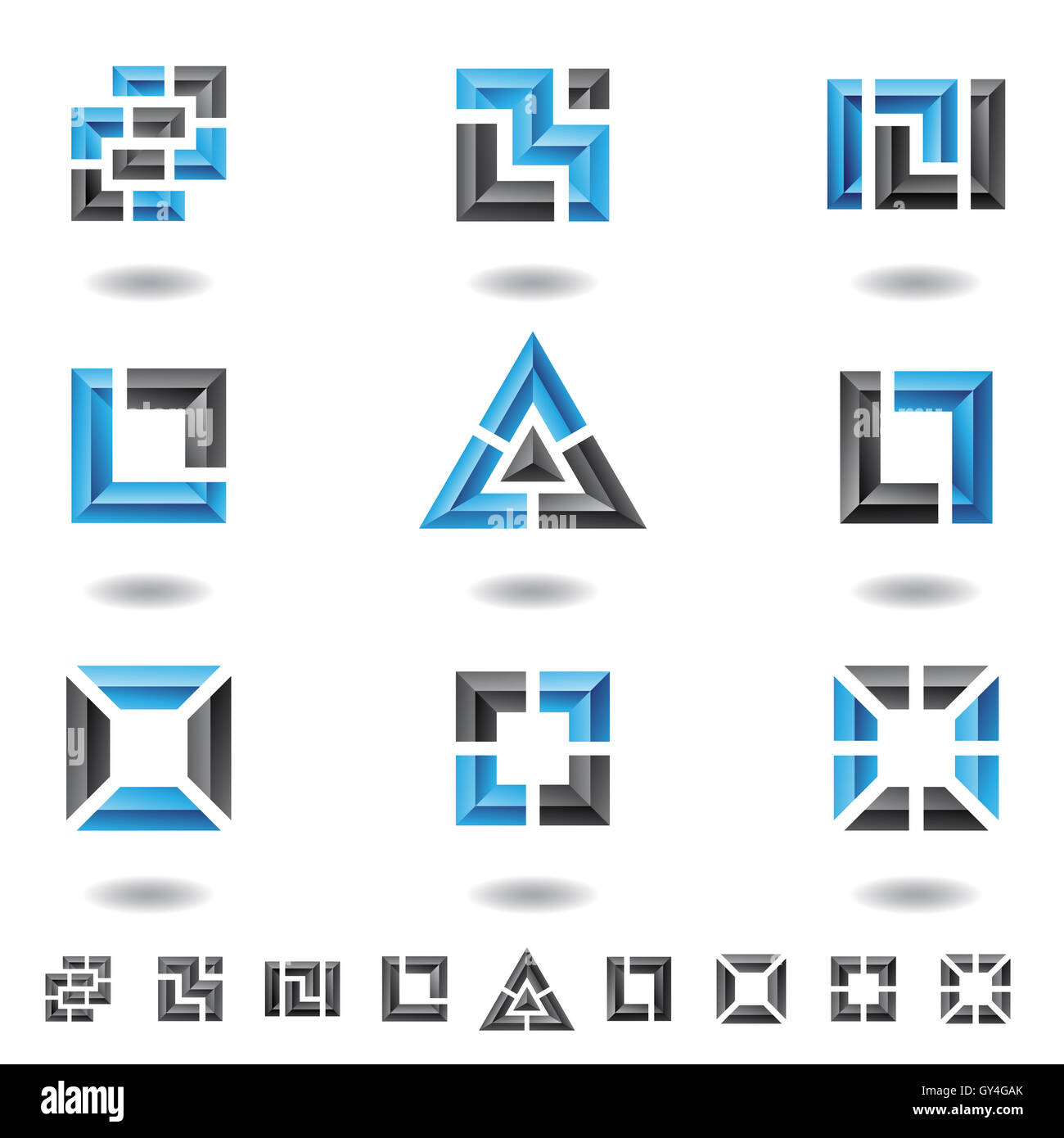 blue square icons isolated on white Stock Photo - Alamy