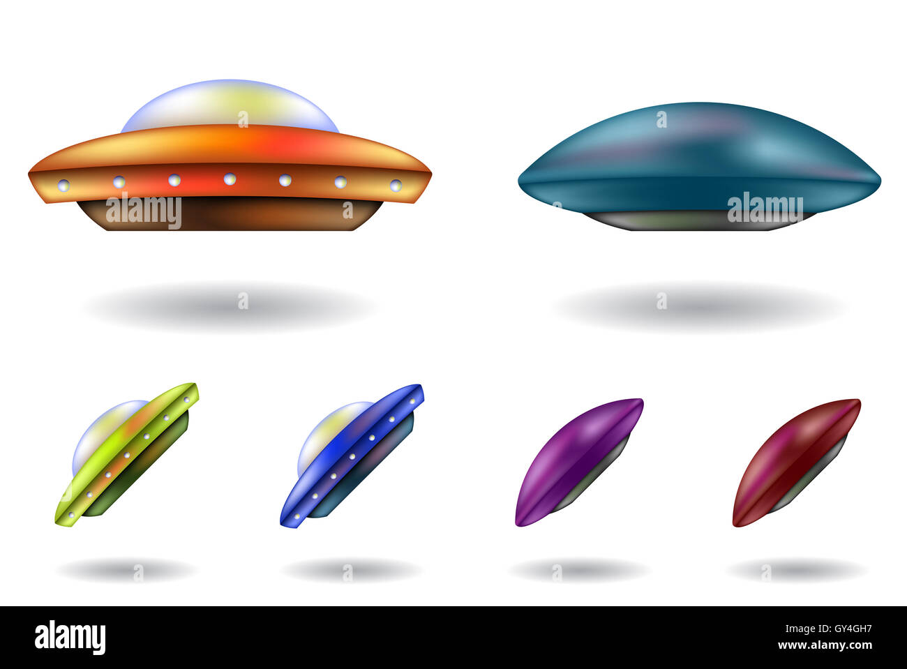 colourful unidentified flying objects vector cartoons isolated Stock ...