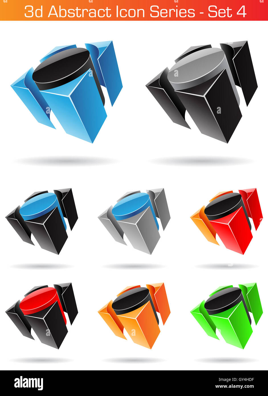 Vector EPS illustration of 3d Abstract Icon Series - Set 4 Stock Photo ...