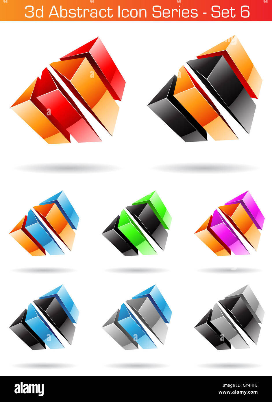 Vector EPS illustration of 3d Abstract Icon Series - Set 6 Stock Photo ...