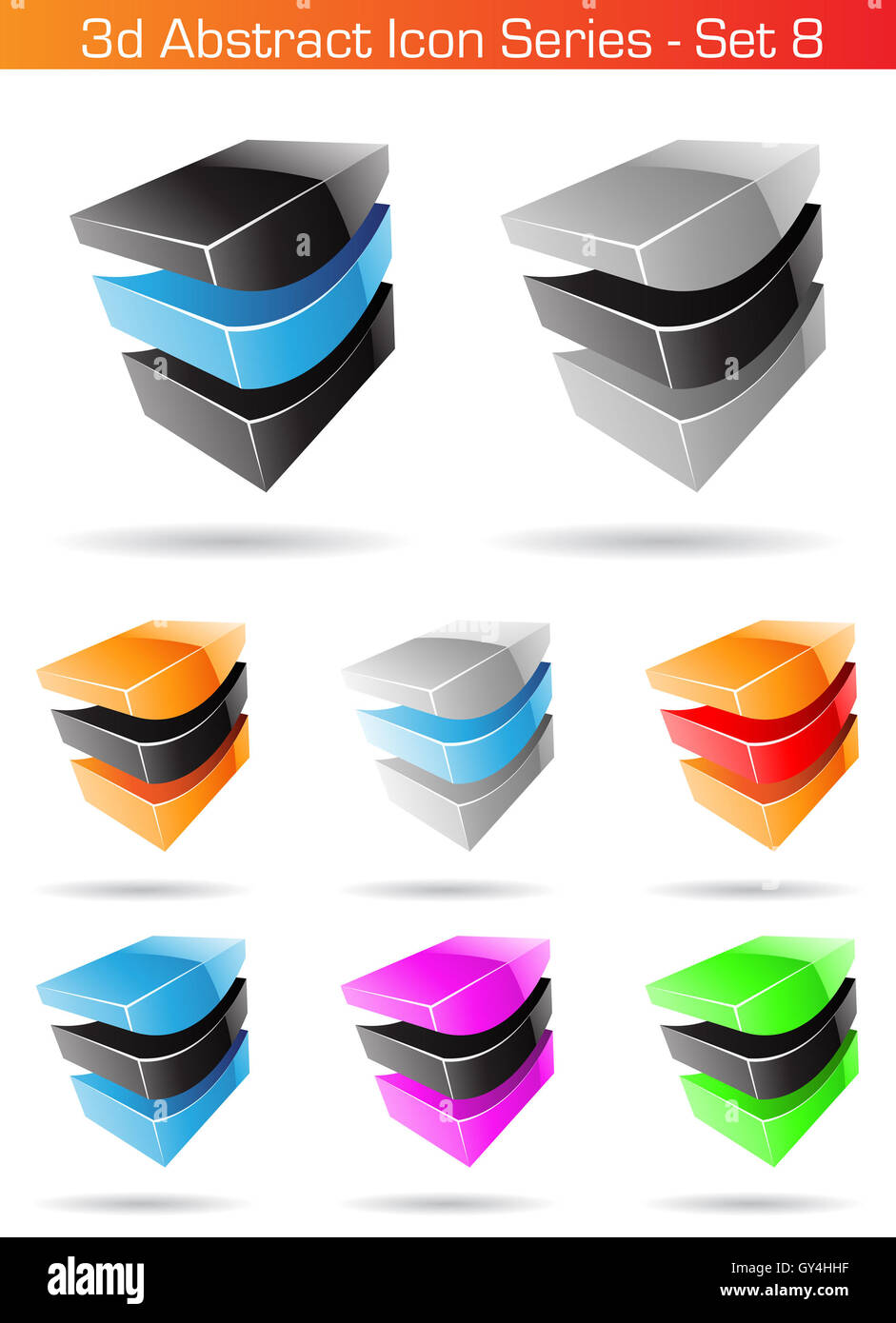 Vector EPS illustration of 3d Abstract Icon Series - Set 8 Stock Photo ...