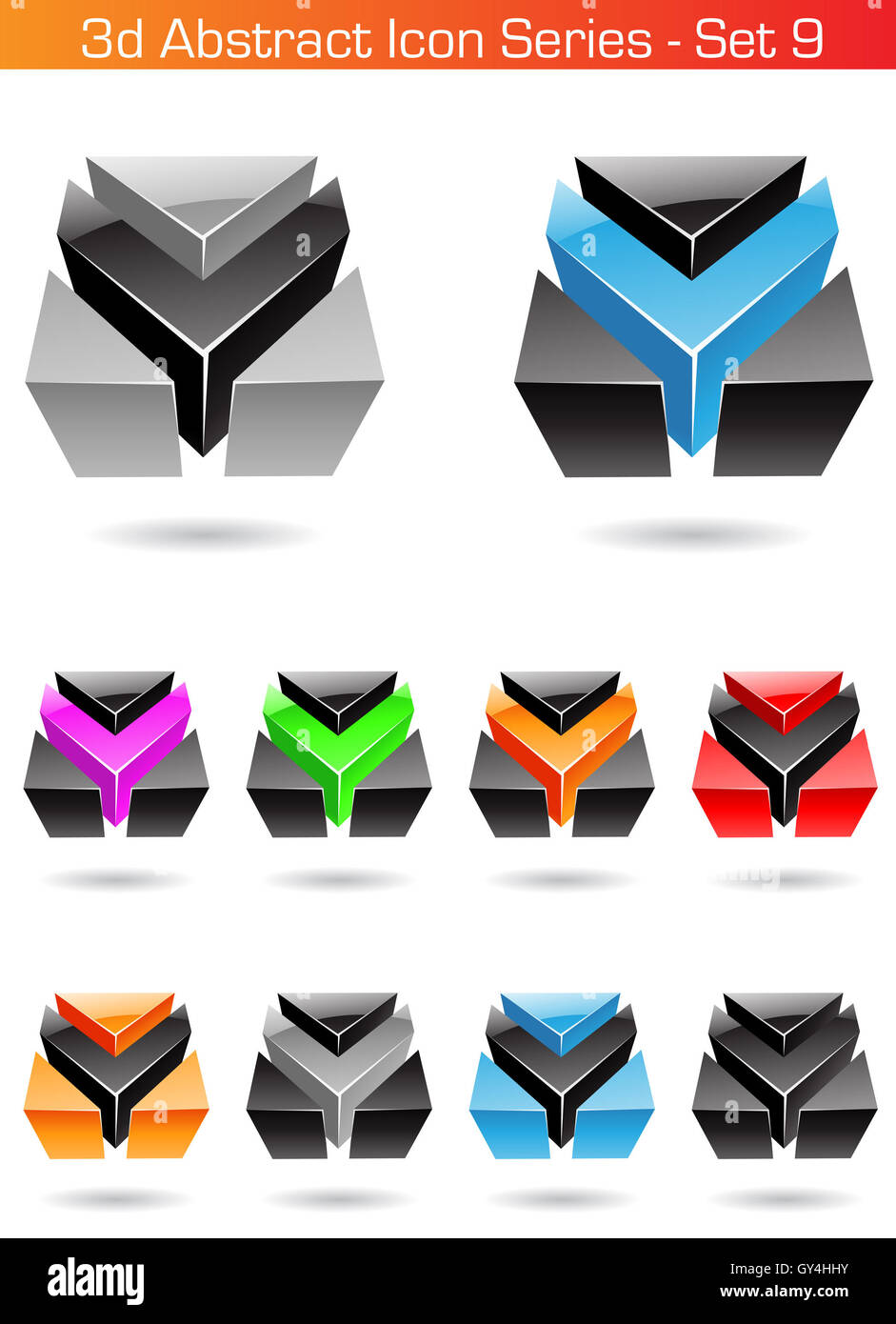 Vector EPS illustration of 3d Abstract Icon Series - Set 9 Stock Photo ...