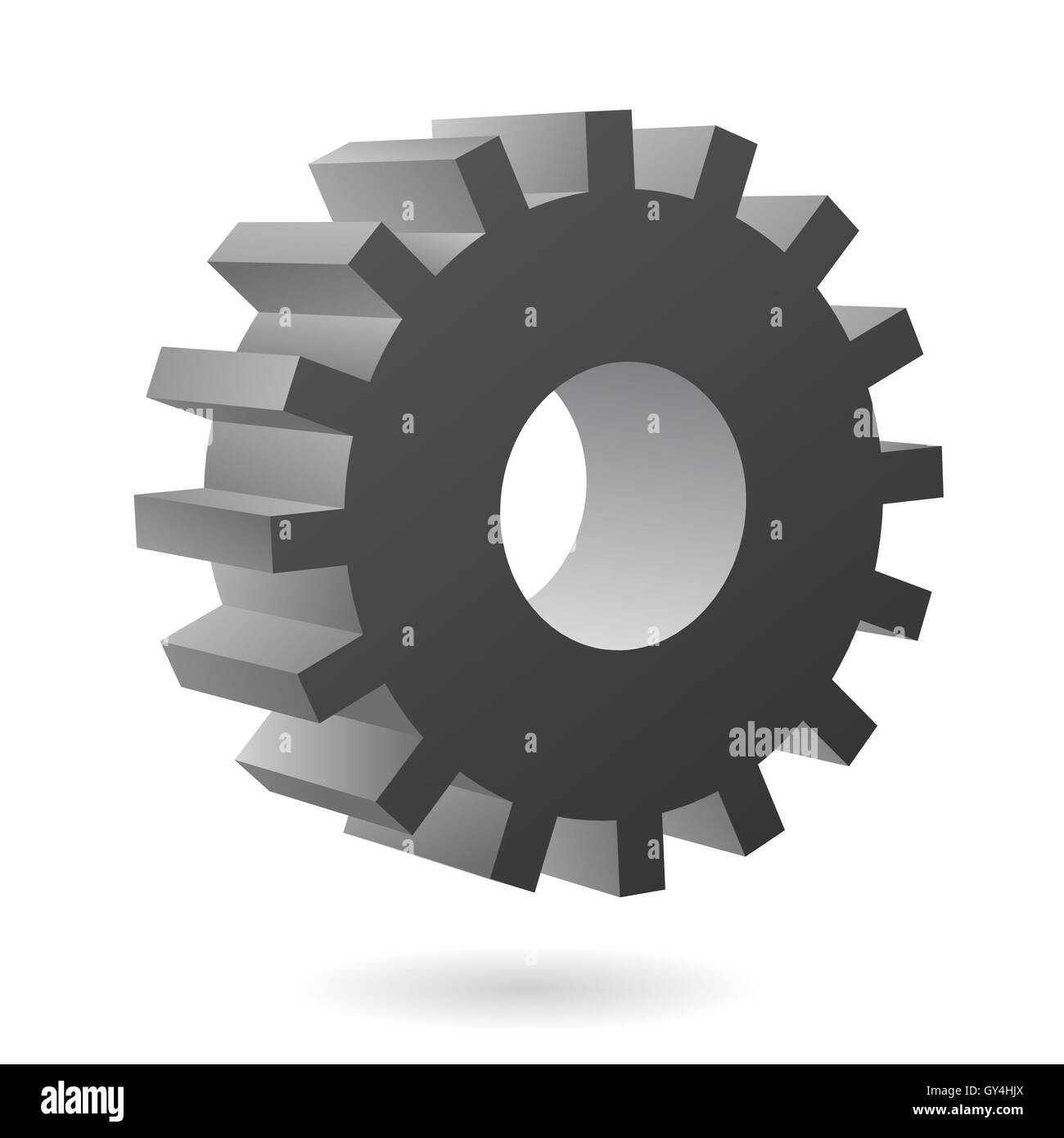 3d black cog icon on white background Stock Photo - Alamy