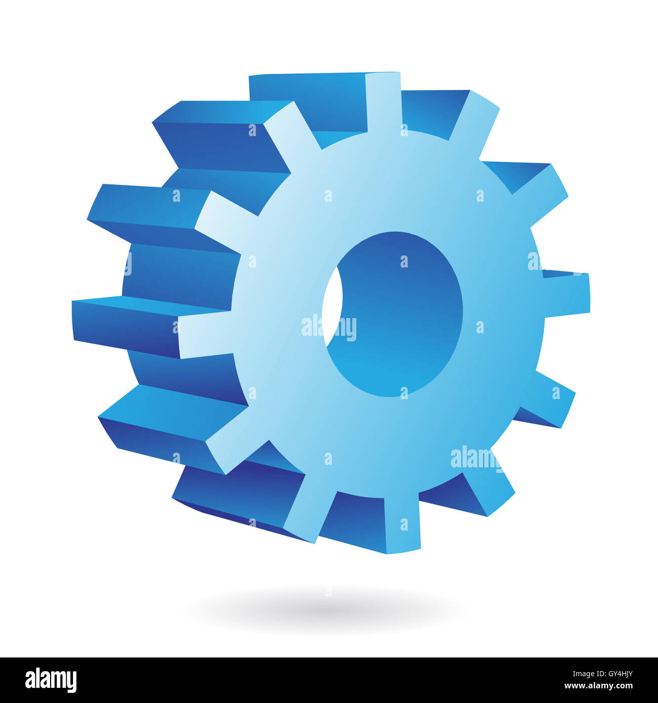 3d blue cog icon on white background Stock Photo - Alamy